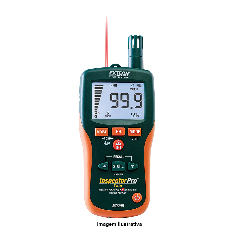 Psicrômetro de Umidade Sem Fuso e Termômetro Infravermelho Extech MO295 ...