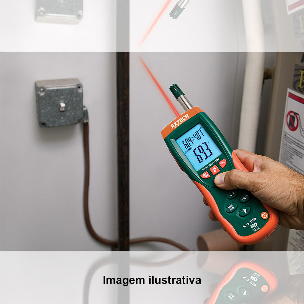 Psicrômetro com Termômetro Infravermelho Extech HD500 - Tecnoferramentas