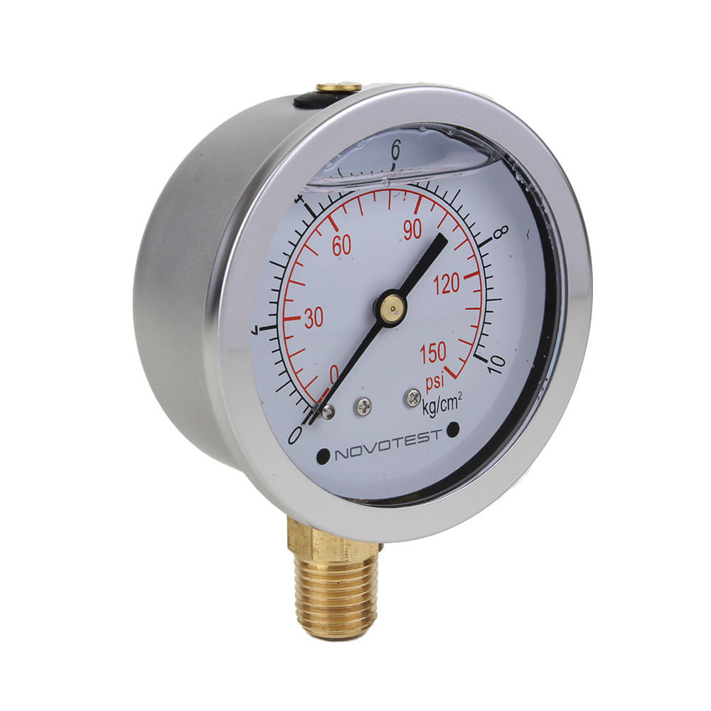 Manômetro caixa aço inox interno latão mostrador ø63mm com glicerina ...